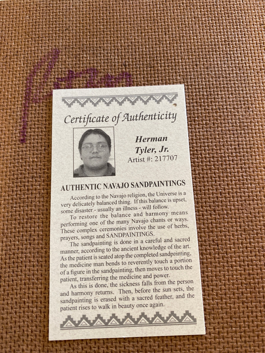 Authentic Navajo Sandpainting; Herman Tyler Jr.; 8” x 8”; SP88-2G – Del ...