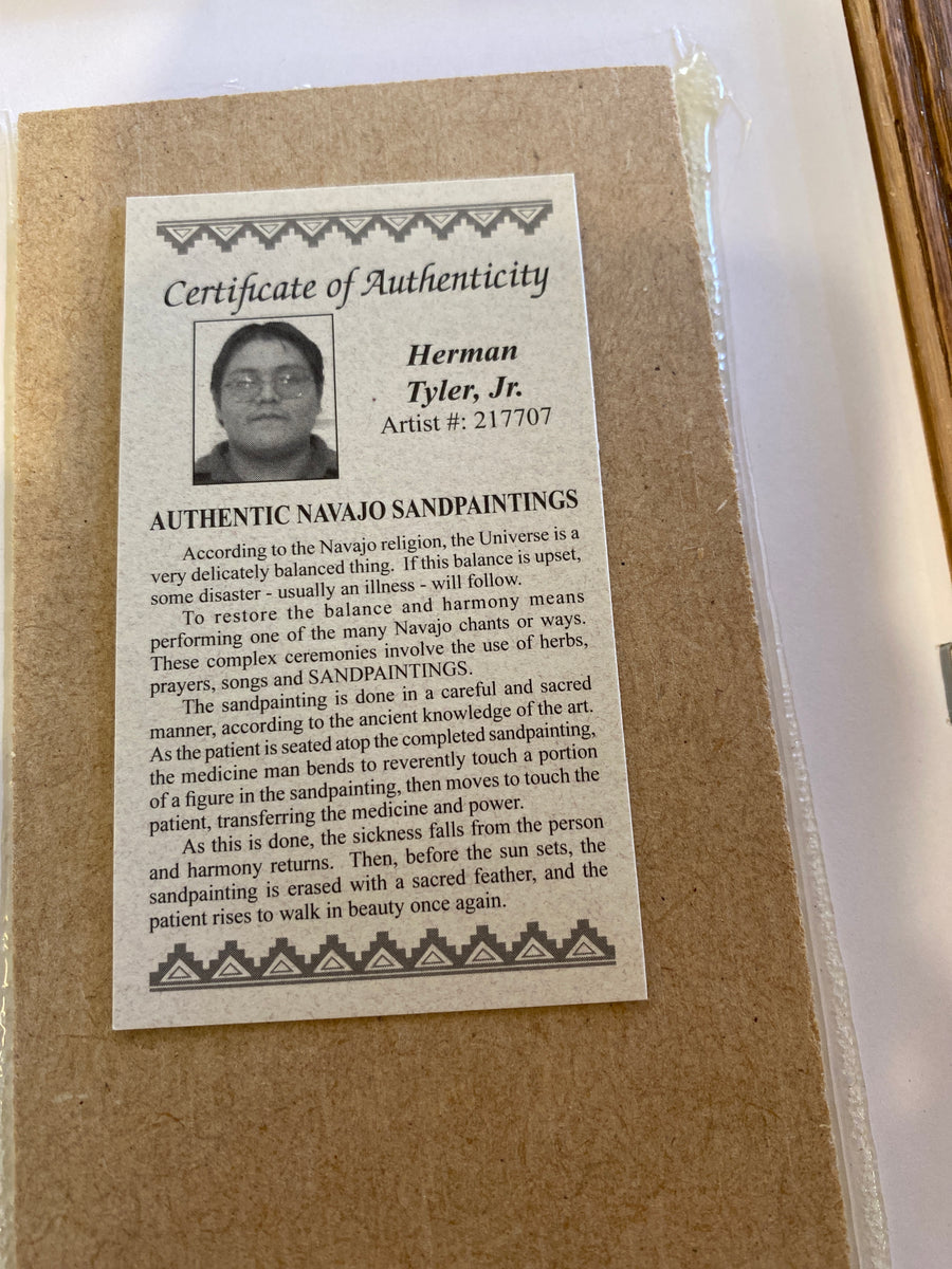 Authentic Navajo Sandpainting; Herman Tyler Jr.; 3” x 6”; SP36-2A – Del ...